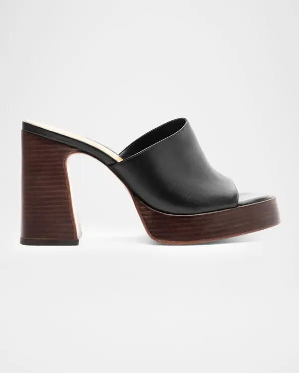 Schutz Rowan Leather Block-heel Mule Sandals