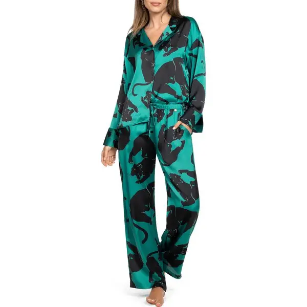 MIDNIGHT BAKERY Print Satin Pajamas