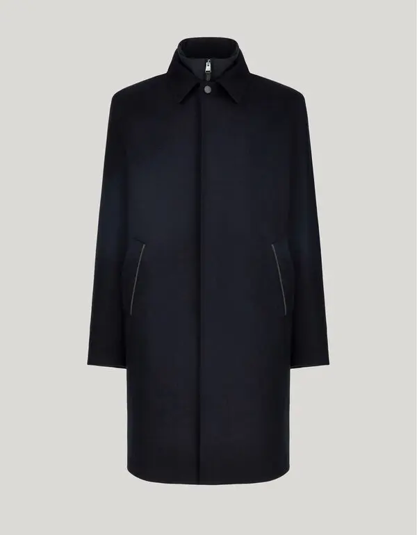 Canali Wool Car Coat With Inner Vest - Blue