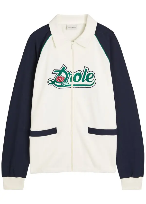Drole De Monsieur Piqué Cotton Jacket With Embroidered Logo - Off White