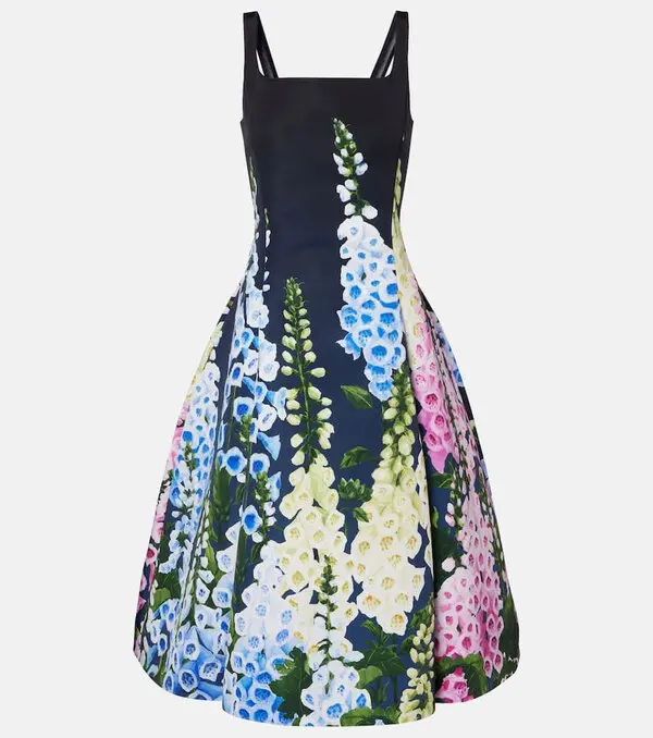 Oscar De La Renta Floral Faille Cocktail Dress - Multicoloured