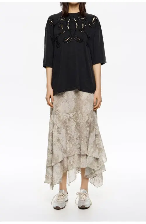 Bimba Y Lola Snake Print Pleated Midi Skirt