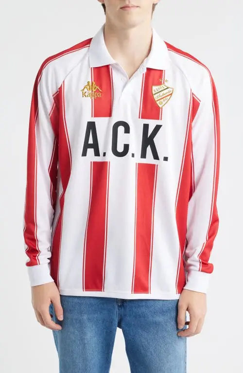 Kappa Oden Authentic Soccer Shirt - White - Red Racing - Black