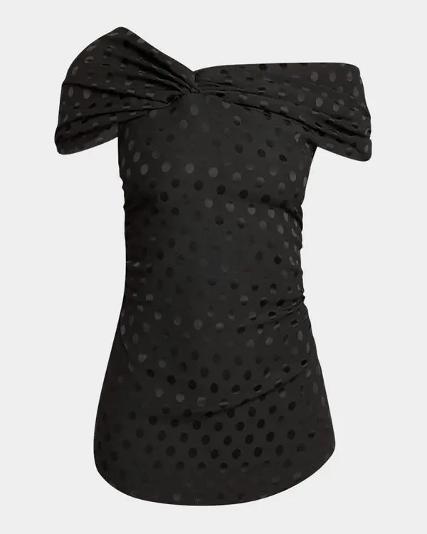 Isabel Marant Esen Polka-dot Off-the-shoulder Top - Black