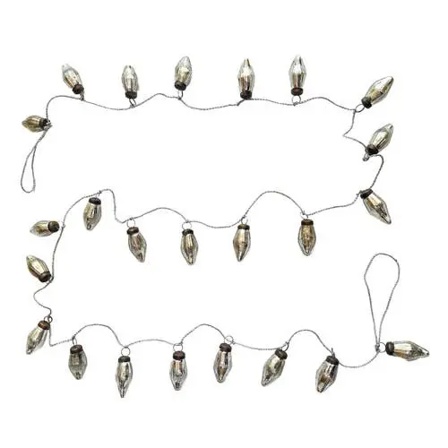 STORIED HOME Mercury Glass Ornament Garland With Cord