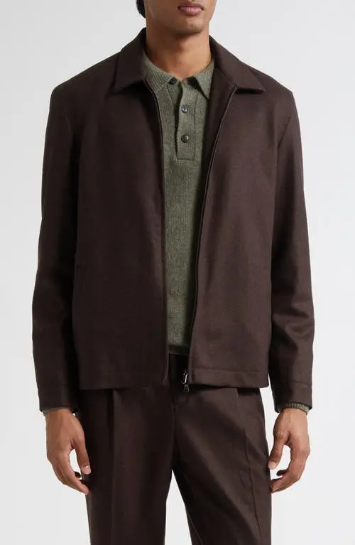 Sunspel Boiled Wool Zip Jacket - Truffle