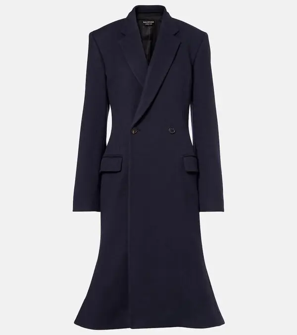 Balenciaga Godet Wool Coat - Blue