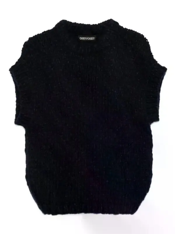 トップス Casey knit tops Casey Casey Short-Sleeve Knitted Top In Blue - 10% Off | Editorialist