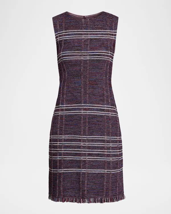 Misook Sleeveless Fringe-trim Knit Dress