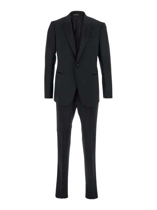 Emporio Armani Single-breasted Suit With Peak Revers In Wool Stretch