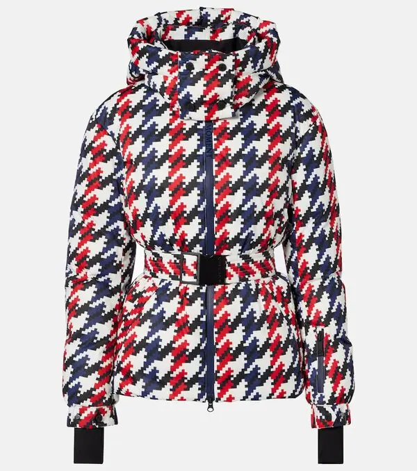 Perfect Moment Candice Houndstooth Down Ski Jacket - Black