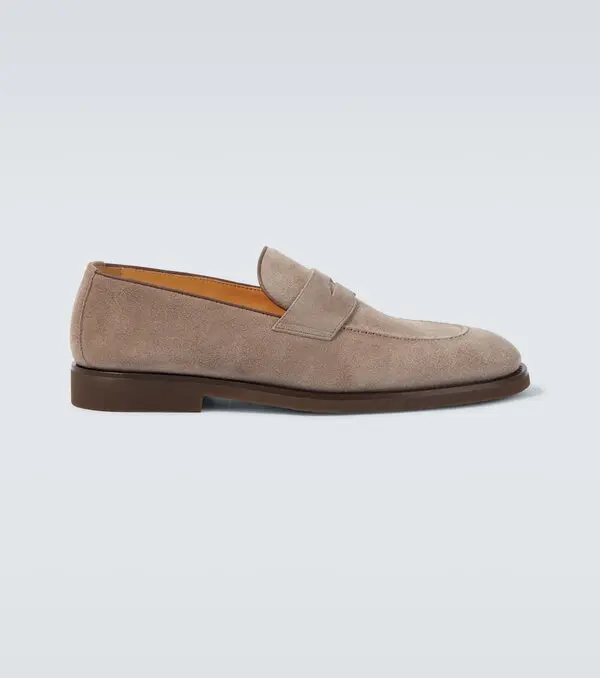 Brunello Cucinelli Suede Penny Loafers - Grey