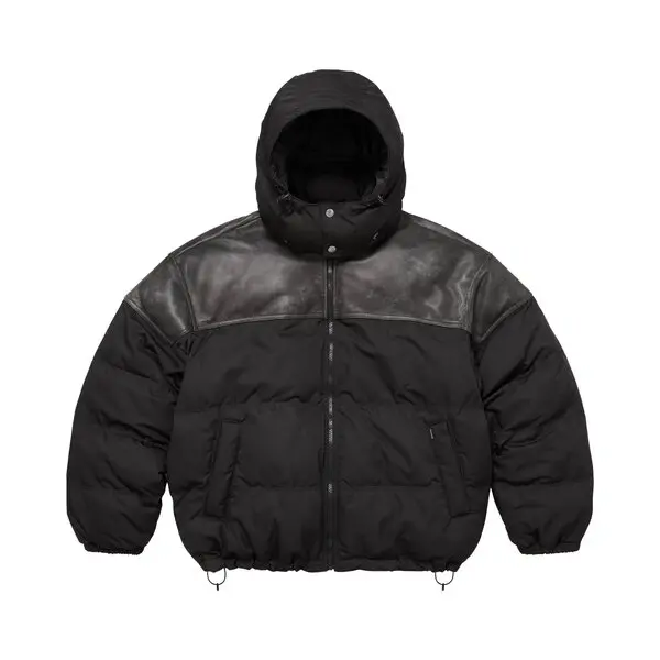 Supreme Puffer Jacket With Leather Yoke