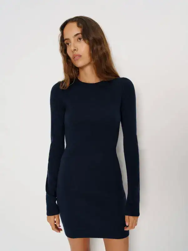 Reformation Walker Cashmere Crew Dress | Blue | Small