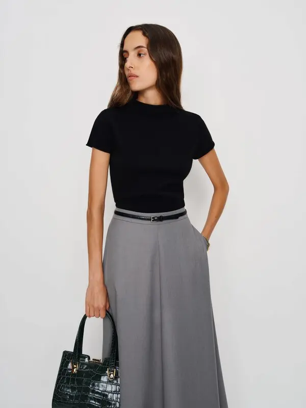 REFORMATION Harvest Thread Cashmere Mock Neck - Black