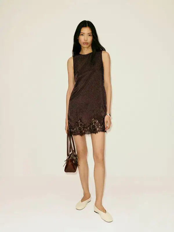 brown silk mini dress Evelina Brown Strapless Satin Panel Mini Dress, S / Brown main image 1