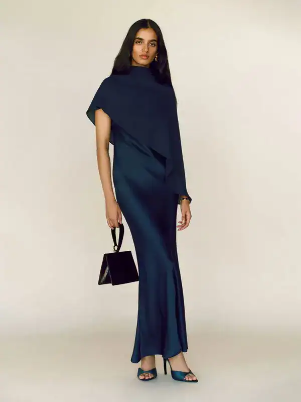 Reformation Lilibeth Silk Maxi Dress - Blue | Editorialist