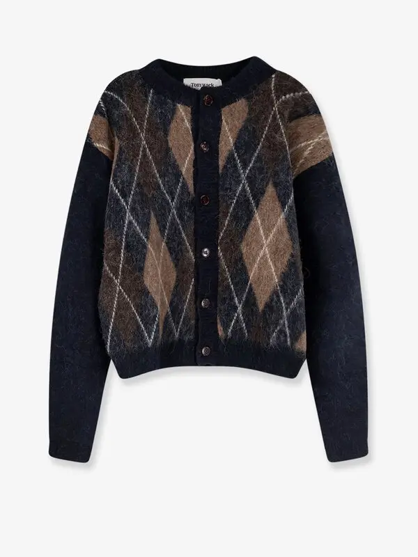 TONYWACK Diamond Pattern Alpaca Blend Cardigan