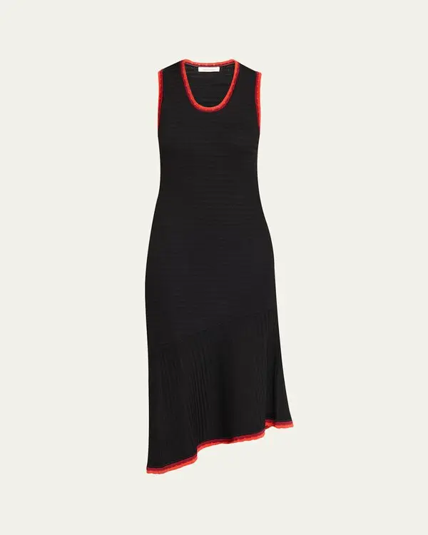 WALES BONNER Sun Asymmetric Knit Sleeveless Midi Dress - Black