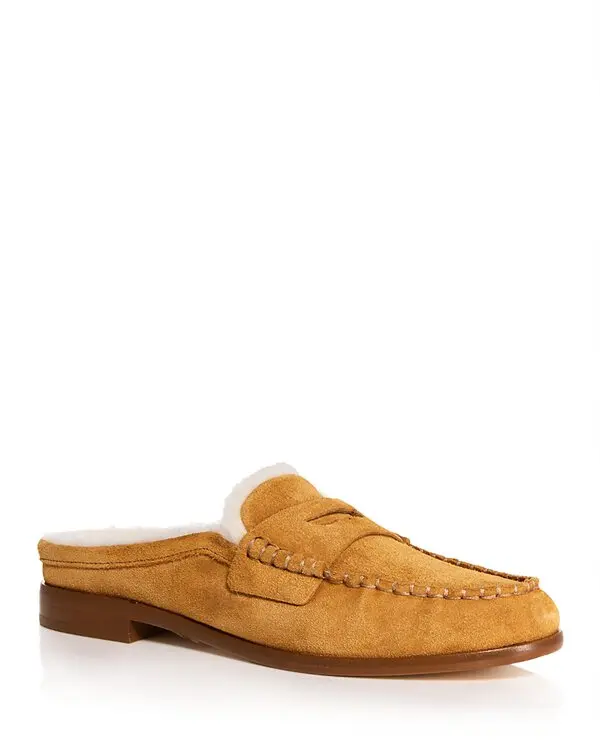 Rag & Bone Carter Mules - Caramel Suede Shearling