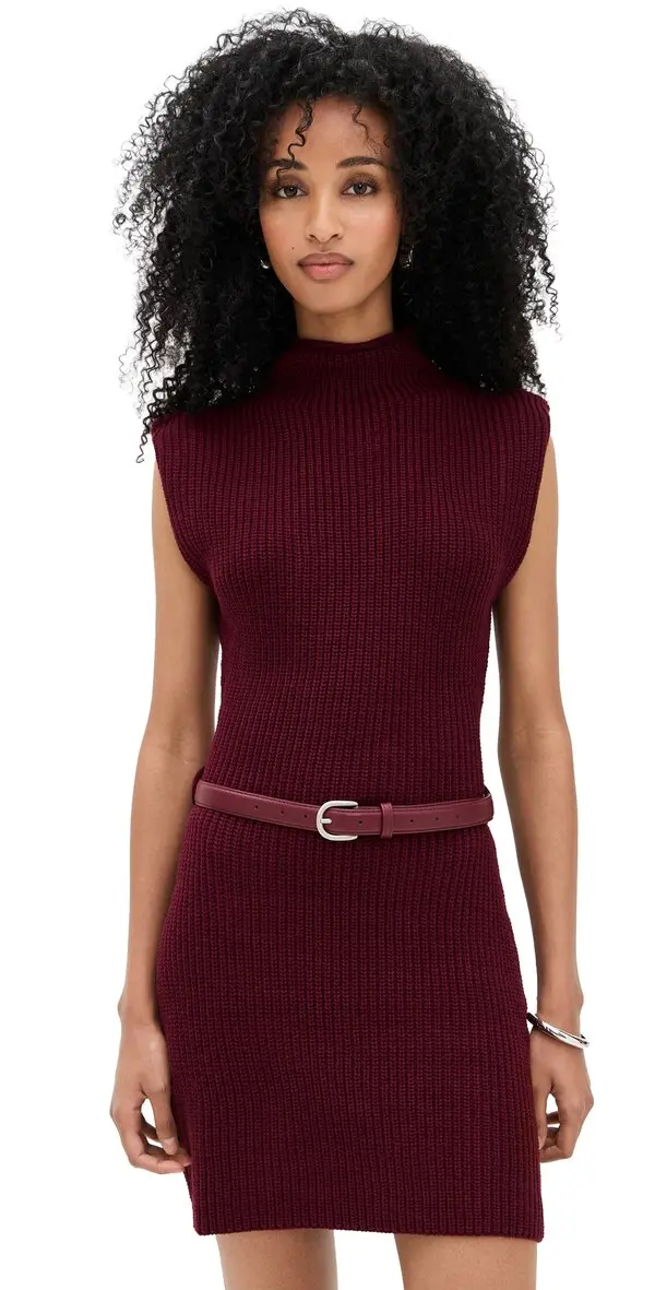 EN SAISON Nathalia Mini Sweater Dress - Burgundy