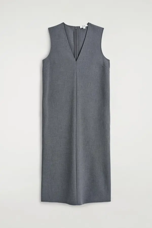 Cos Sleeveless V-neck Midi Dress - Gray