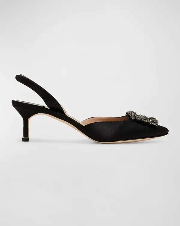 Manolo Blahnik Hangisi Kitten-heel Slingback Pumps - Black