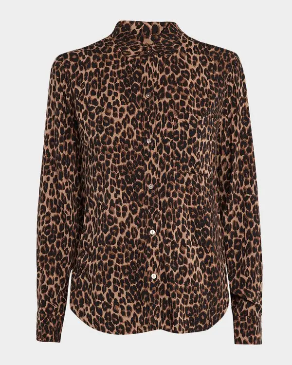 Rails Leopard Print Long-sleeve Shirt - Brown Nala
