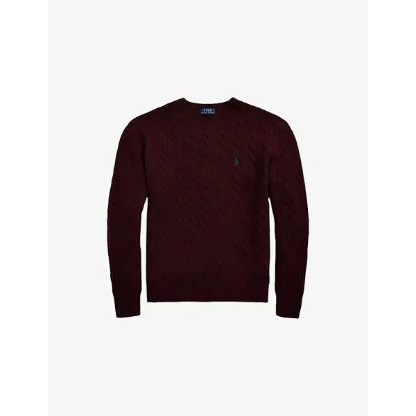 Ralph Lauren Crewneck Cable-knit Wool And Cashmere Jumper - Aged Wine Heather