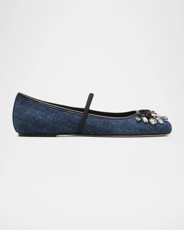 Marc Jacobs Denim Sabrina Ballerina Flats - Indigo