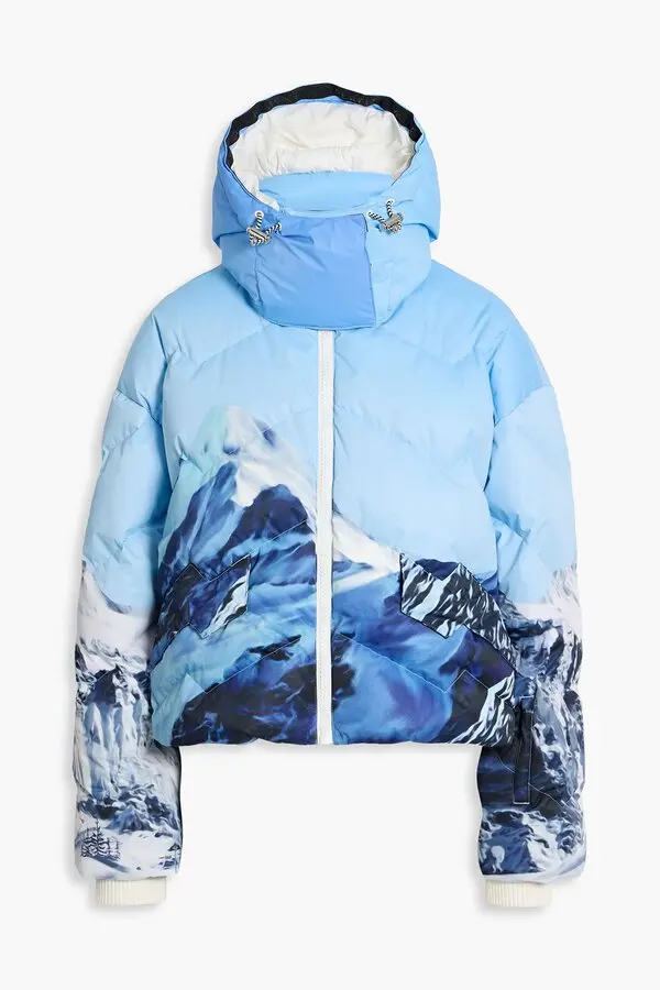 Perfect Moment Quilted Printed Down Ski Jacket - Light Blue
