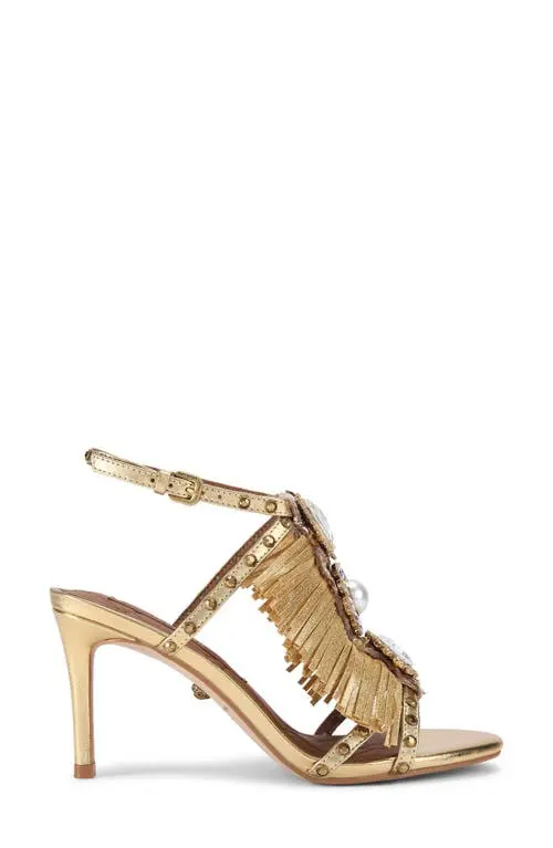Kurt Geiger Jewel Fringe Ankle Strap Sandal - Gold
