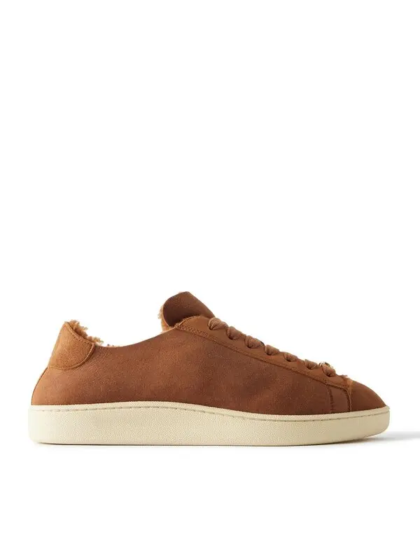 Valentino Garavani Shearling-lined Suede Sneakers - Brown