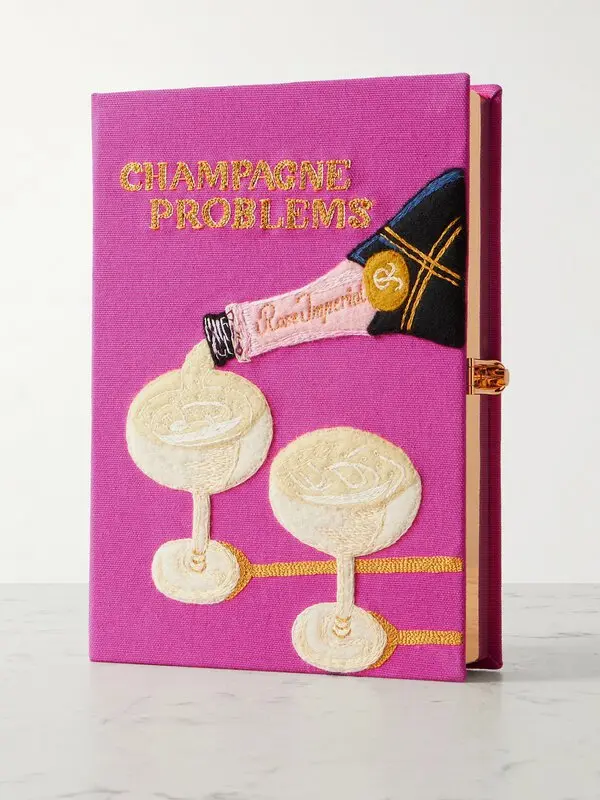 OLYMPIA LE-TAN Champagne Problems Embroidered Clutch - Pink