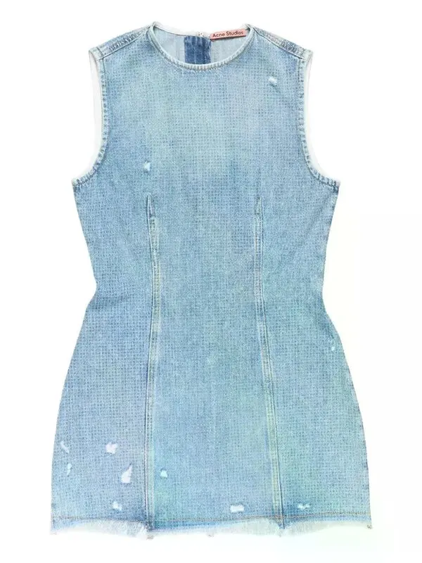 Acne Studios Mini Dress With Frayed Hem - Blue