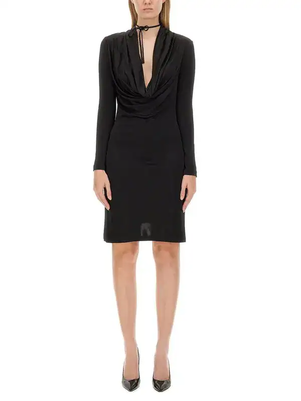 Helmut Lang Cowl-neck Dress - Black