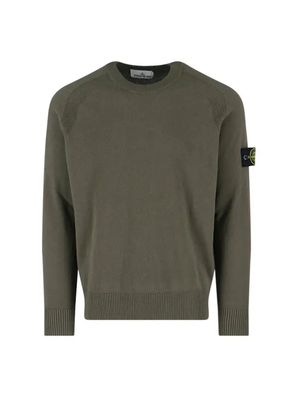 Stone Island Virgin Wool Logo Sweater - Green