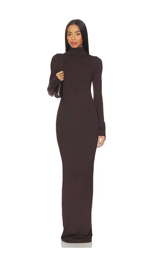 Eterne Long Sleeve Turtleneck Maxi Dress
