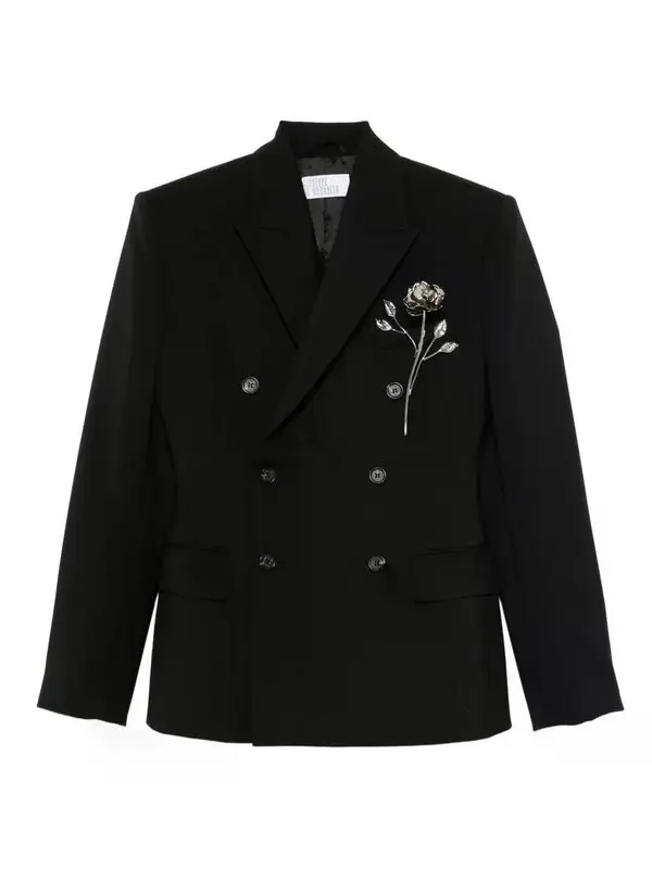 Giuseppe Di Morabito Double-breasted Blazer With Floral Brooch - Black