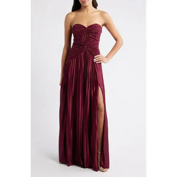 Lulus Florence Twist Front Strapless Dress In Burgundy - 50% Off |  Editorialist