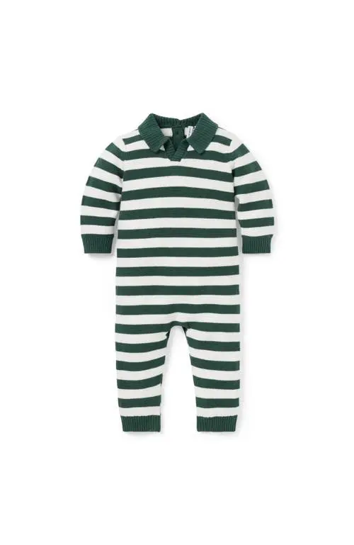Janie And Jack Baby Striped Rugby One-piece - Green