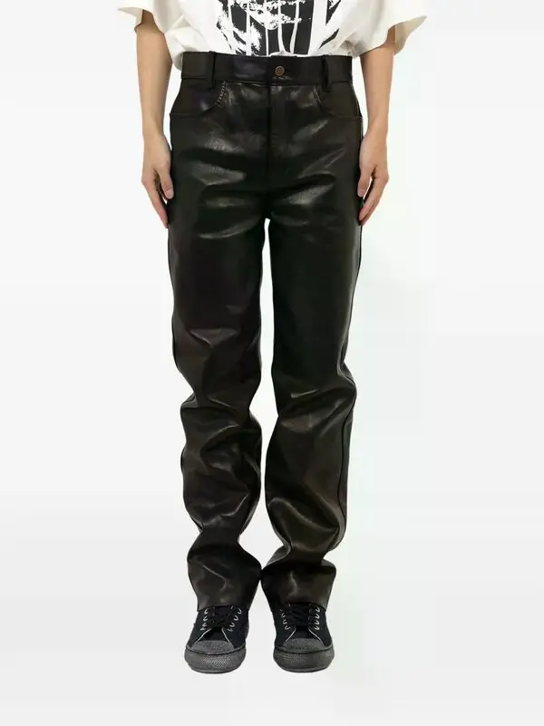Mihara Yasuhiro Leather Trousers With Zip Pockets - Black