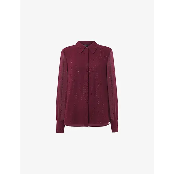 Whistles Hot Fix Diamante-embellished Woven Blouse - Plum/claret