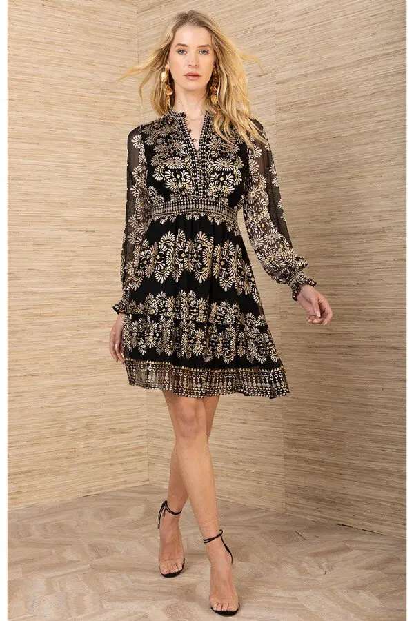 Hale Bob Jaycee Satin Mini Dress - Black