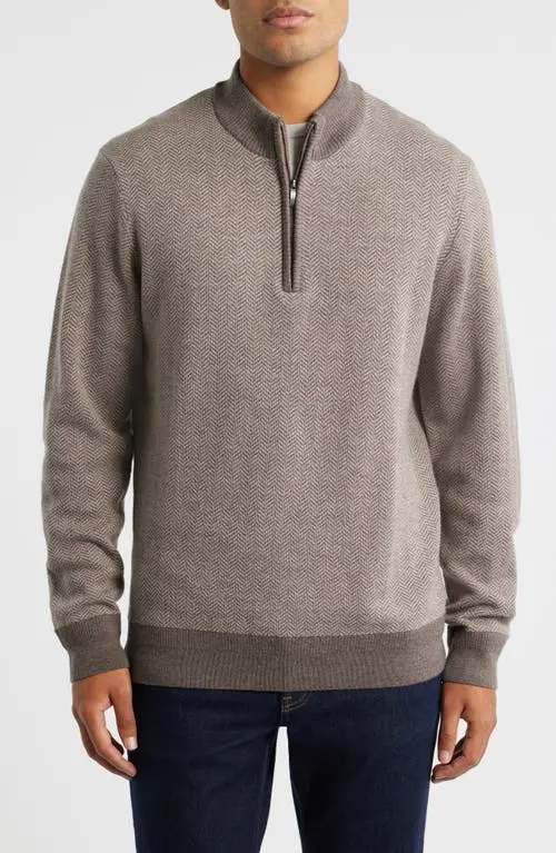 Robert Barakett Grant Merino Wool Quarter-zip Pullover - Oatmeal