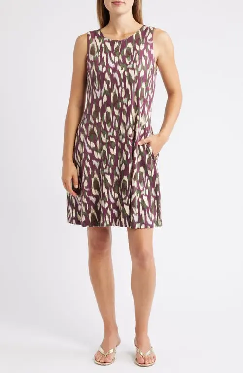 Tommy Bahama Darcy Cheetah Cove Fit & Flare Dress - Grape Wine