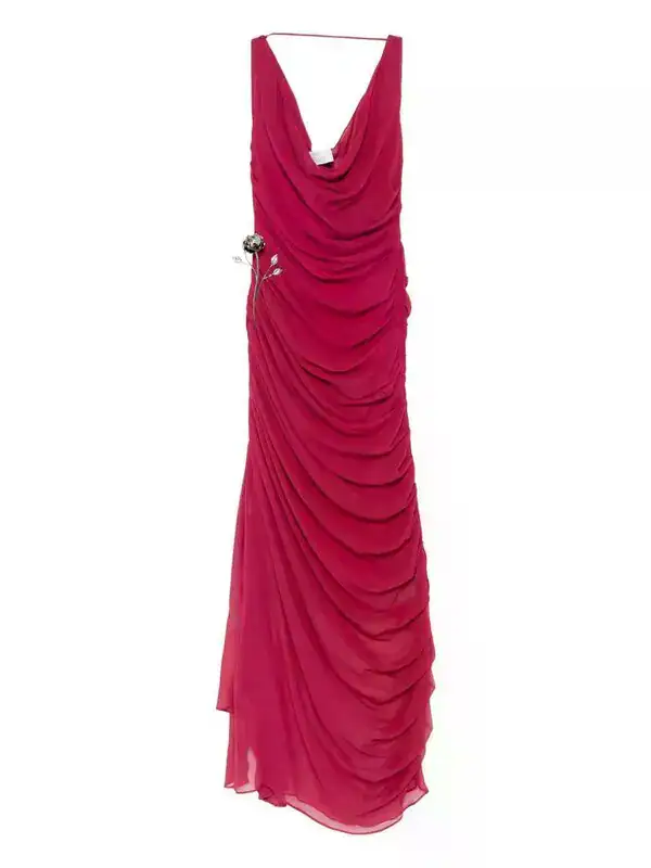 strapless open back dress Radiant Red Floral Ruched Maxi vastranand Online Order Now main image 0