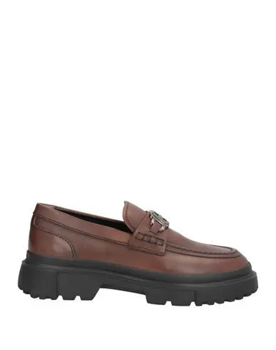 Hogan Loafers In Leather With Appliqués - Brown
