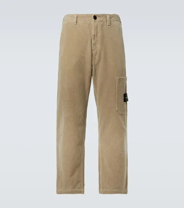 Stone Island Compass Cotton Corduroy Straight Pants - Beige