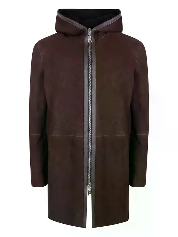 Tagliatore Wilson Hooded Zip Coat - Brown